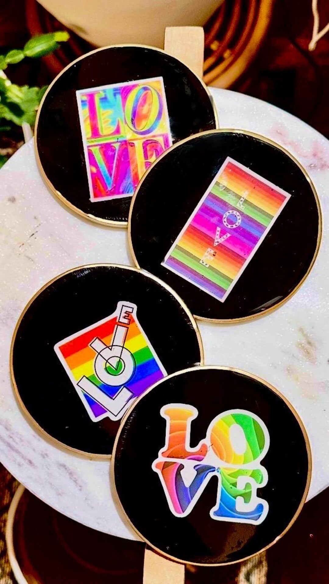 Rainbow Pride Resin Coaster | LGBTQIA+ Decor - Etsy