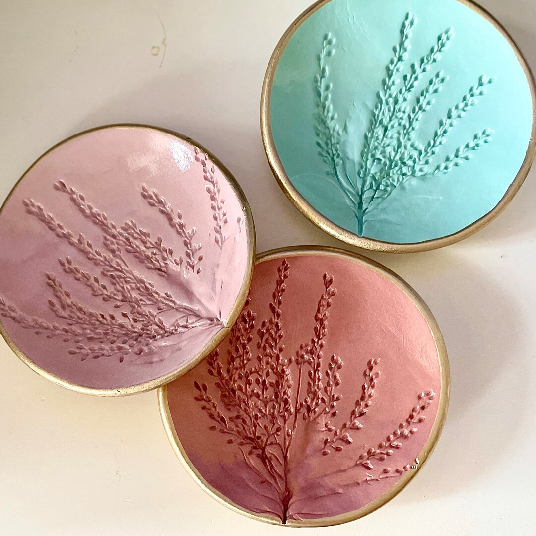 Leaf Flower Clay Jewelry Dish | Custom Colors | Nature | Boho Ring Dish ...
