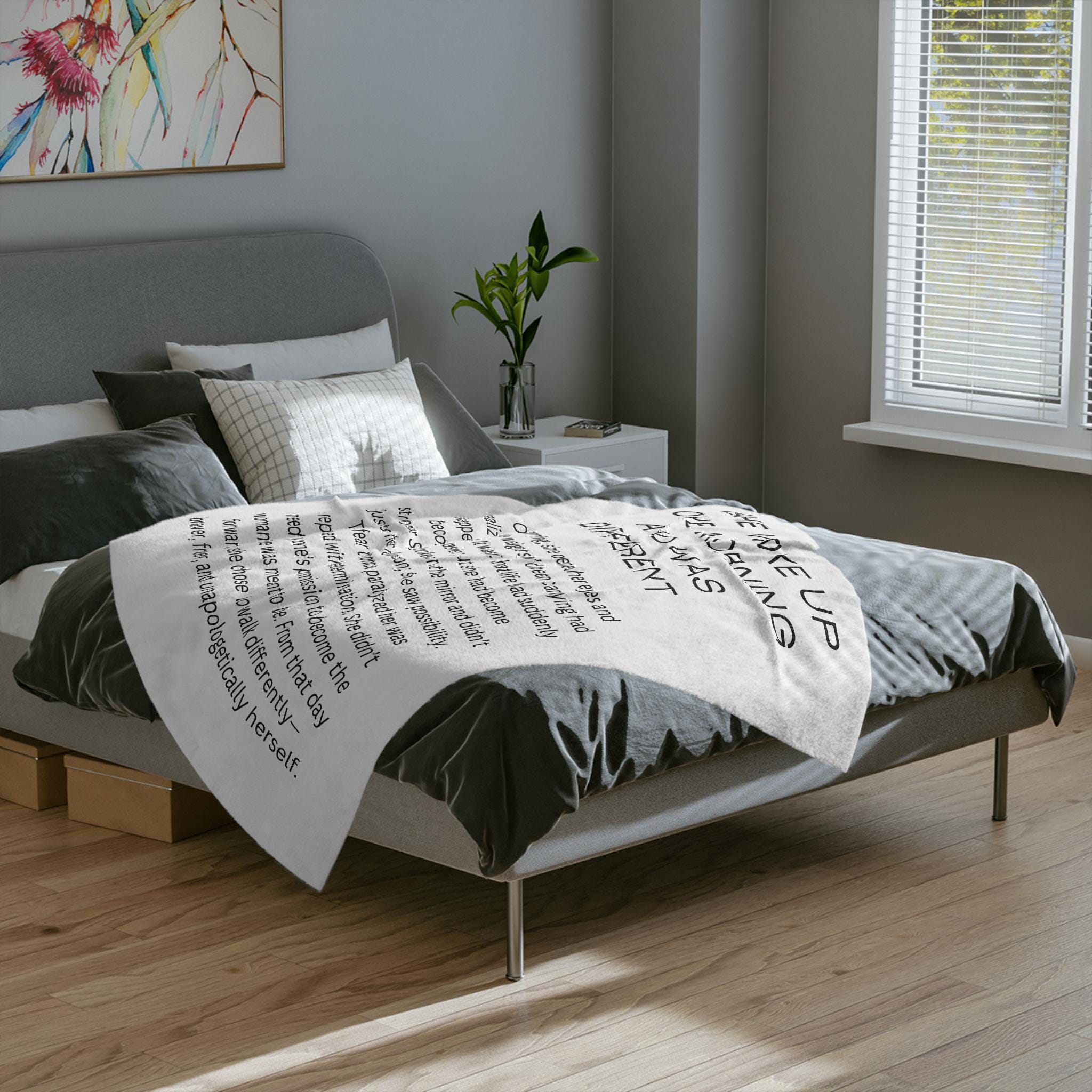 Inspirational Velveteen Blanket: "she Woke up Different" Cozy Throw - Etsy