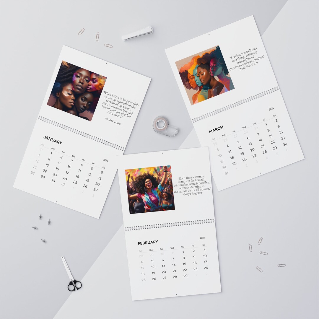 Monthly Inspirational Wall Calendars 2024 for Black Women Gift for Her ...