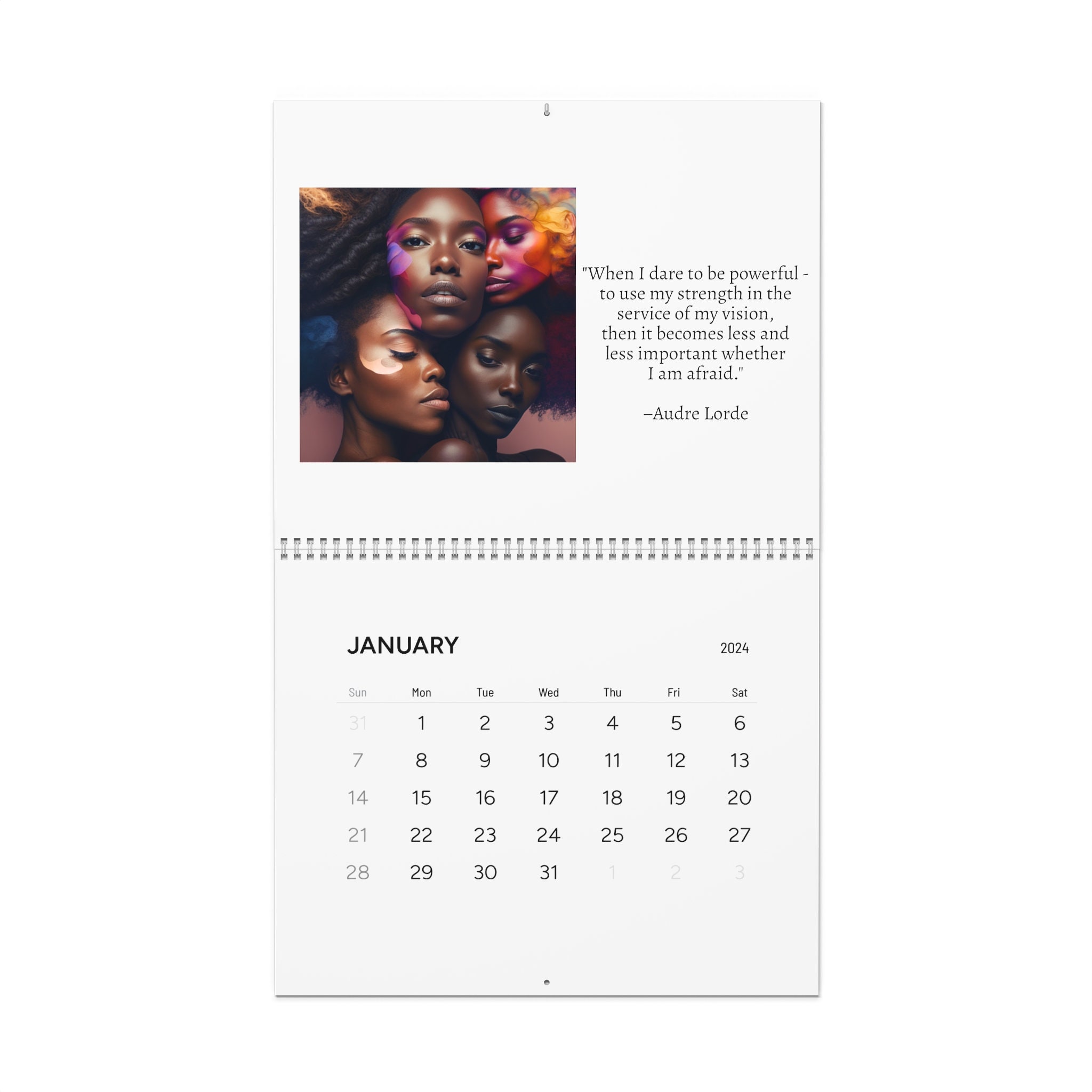 Monthly Inspirational Wall Calendars 2024 for Black Women Gift for Her ...