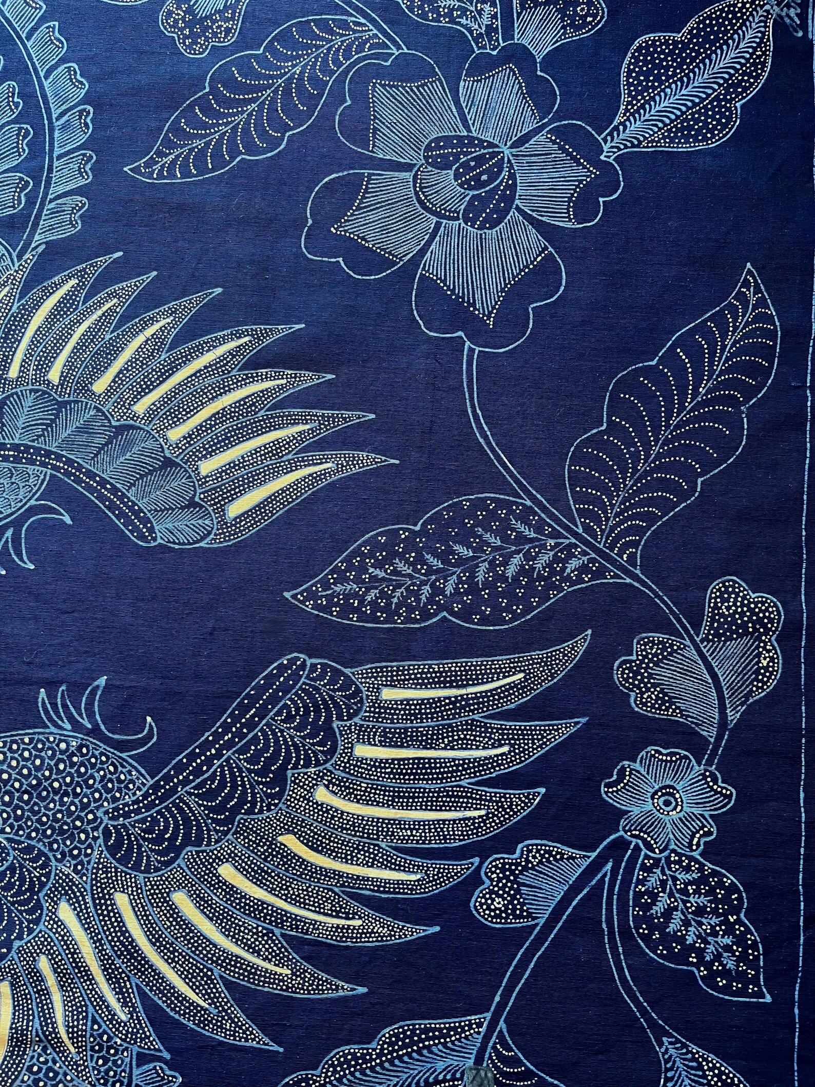 Phoenix Indigo Batik Wall Hanging Batik Tapestry Signed Textile Art ...