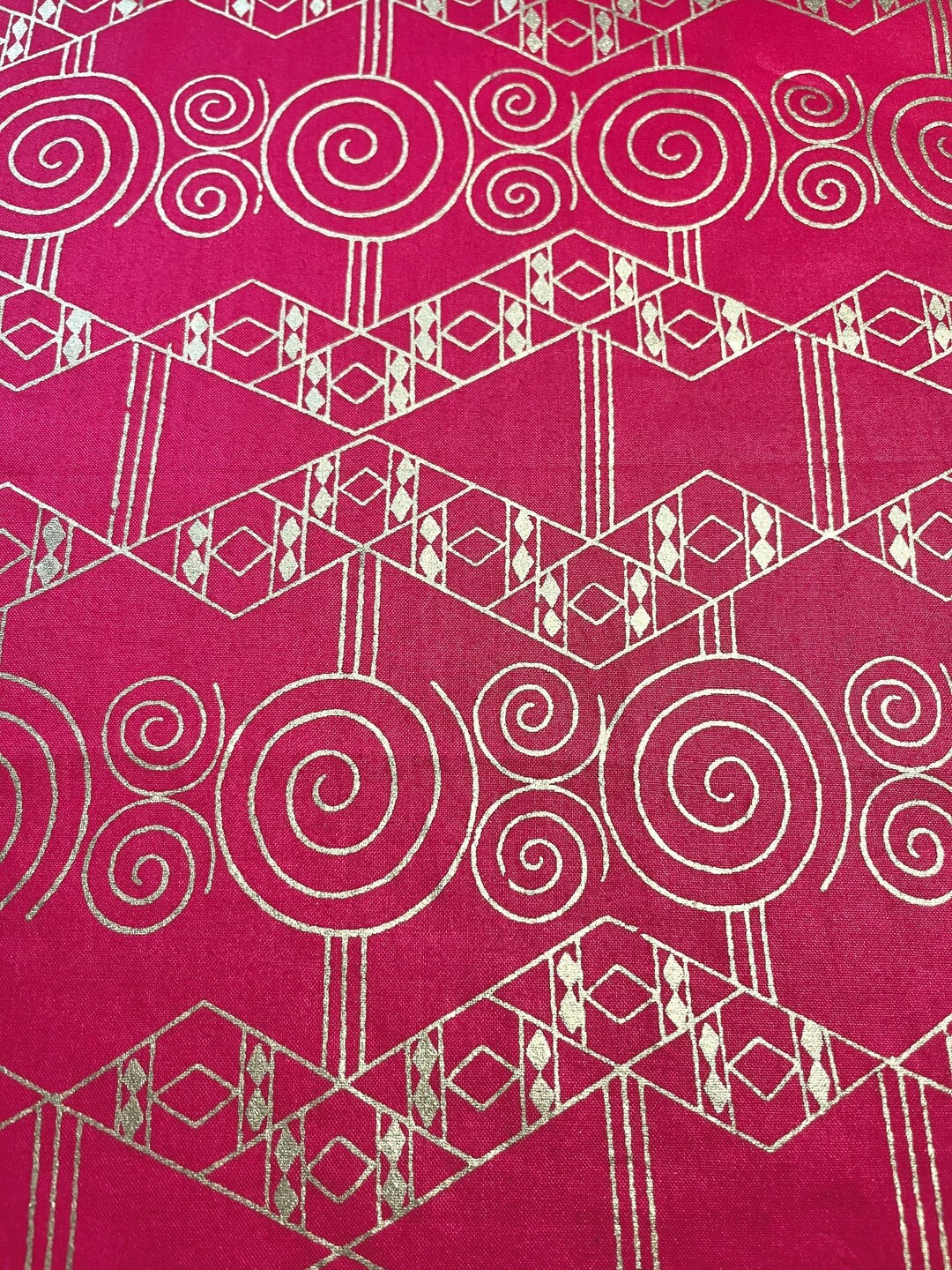 Authentic African Wax Print Fabric Red With Gold Spirals Ankara Fabric ...
