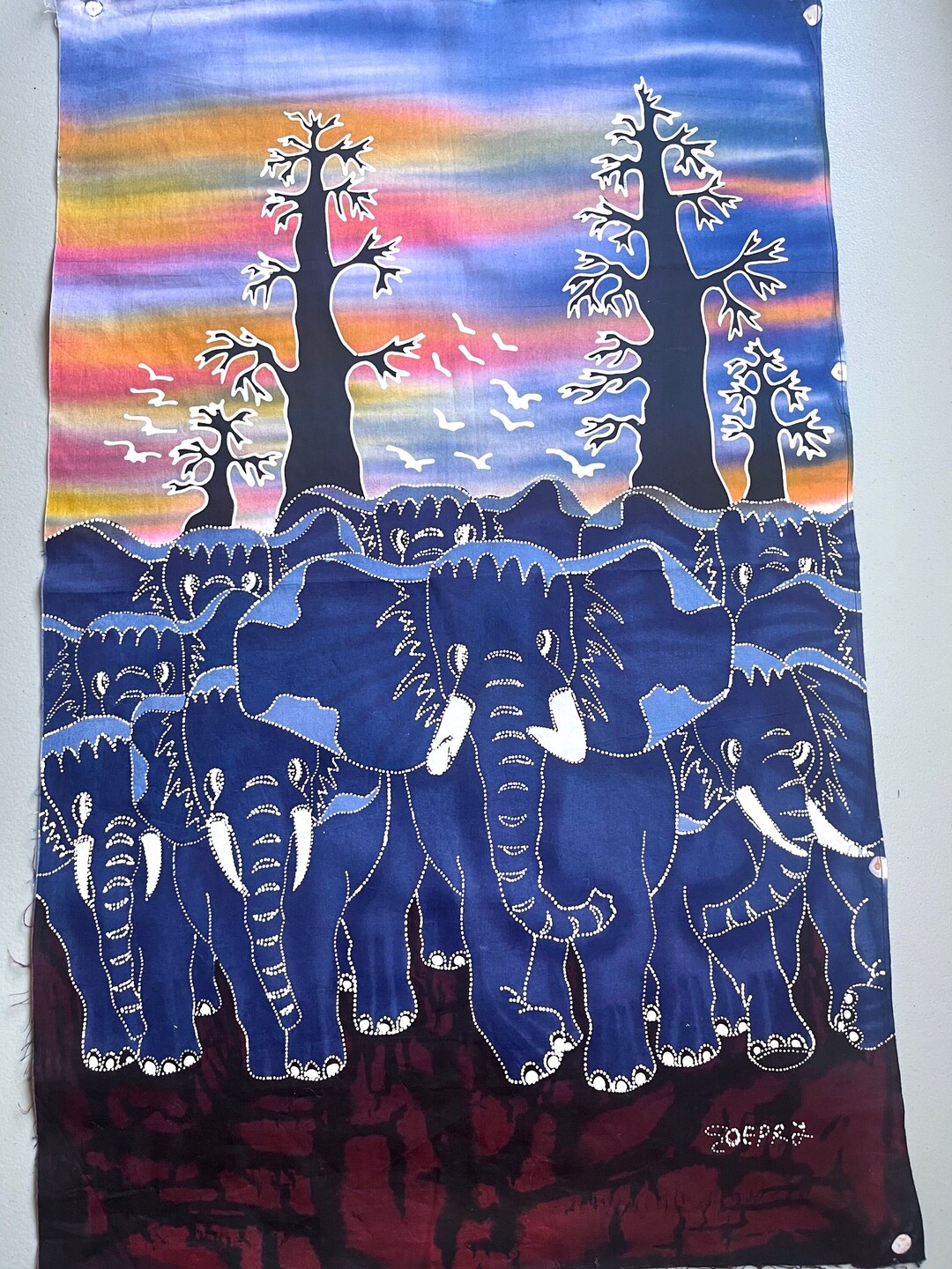 Elephant Batik Panel Indonesian Batik Art Panel Authentic Batik Art ...