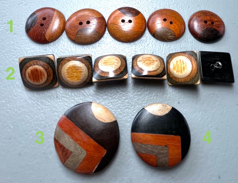 Wood Buttons Wood Inlay Buttons Natural Wood Buttons Vintage Wood ...