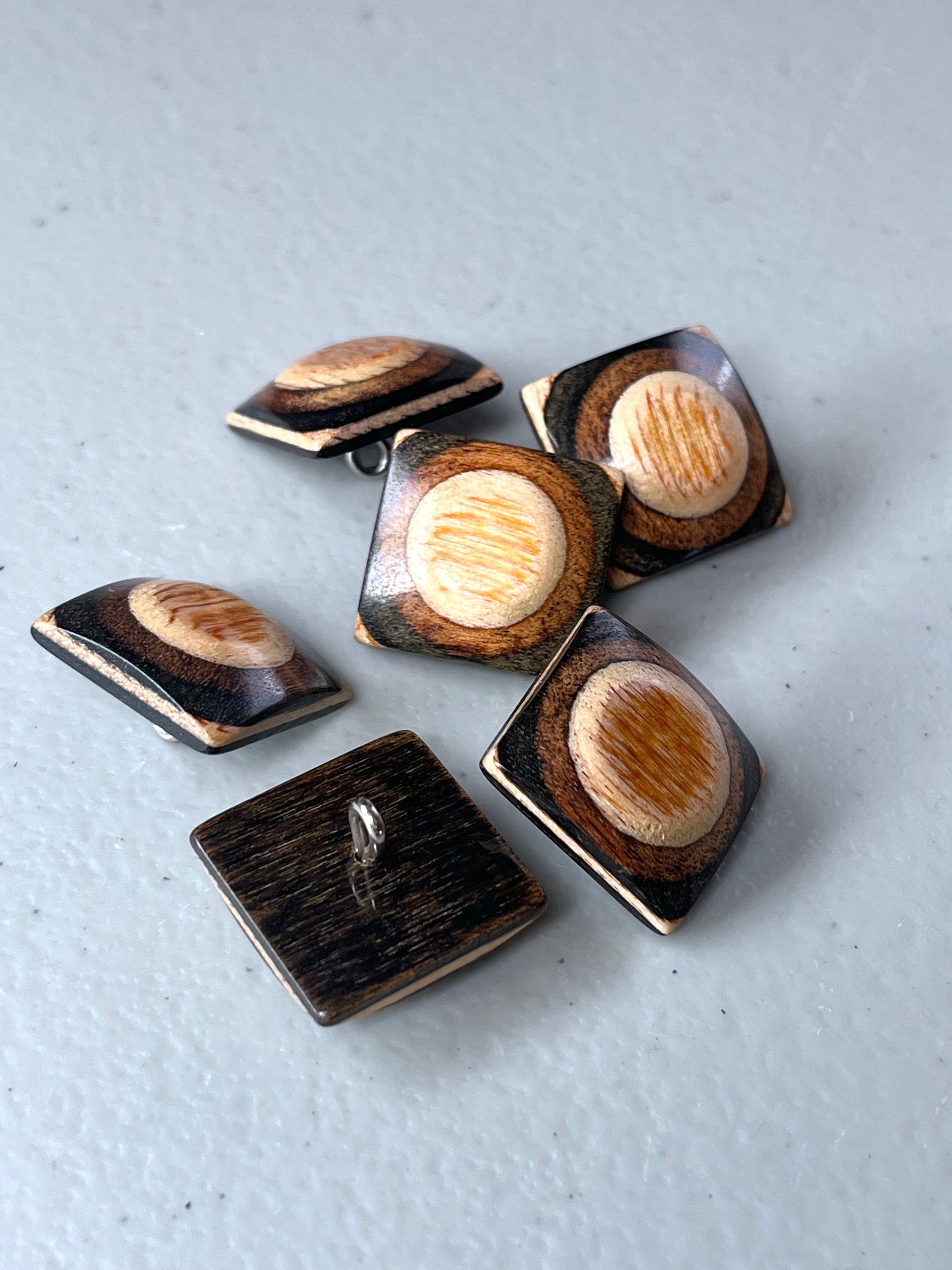 Wood Buttons Wood Inlay Buttons Natural Wood Buttons Vintage Wood ...