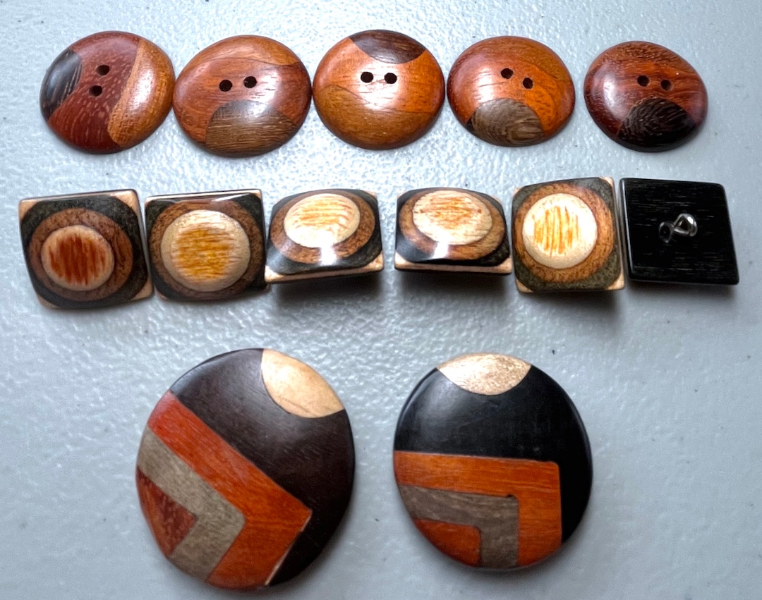 Wood Buttons Wood Inlay Buttons Natural Wood Buttons Vintage Wood ...