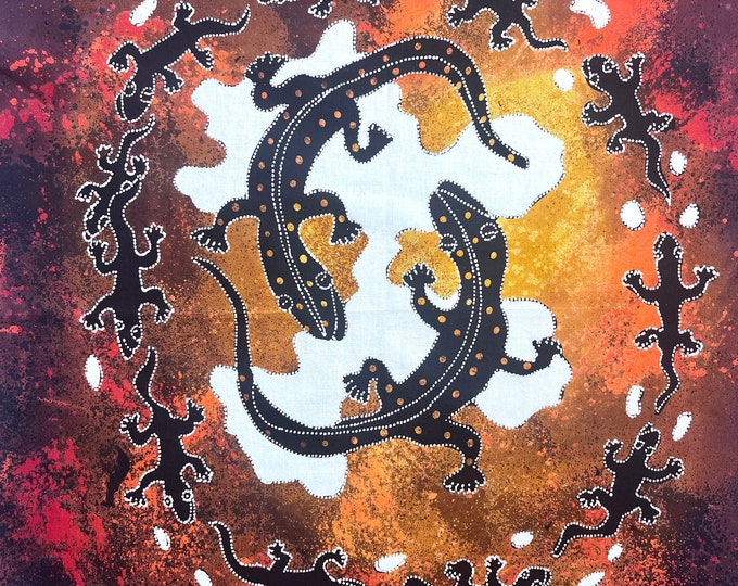 Authentic Indonesian Batik Panel Batik Fabric Art Lizard Batik Gecko ...