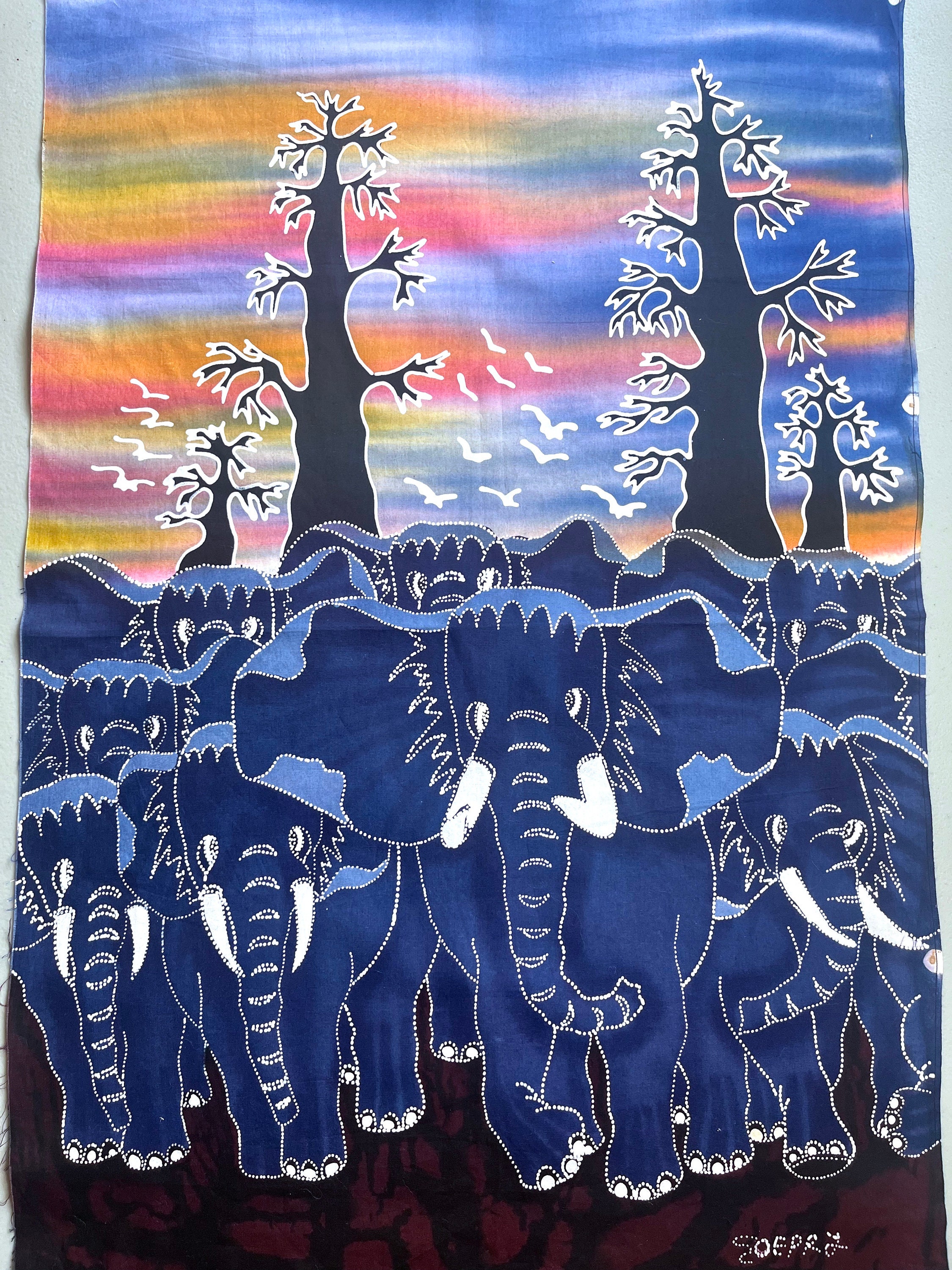 Elephant Batik Panel Indonesian Batik Art Panel Authentic Batik Art ...