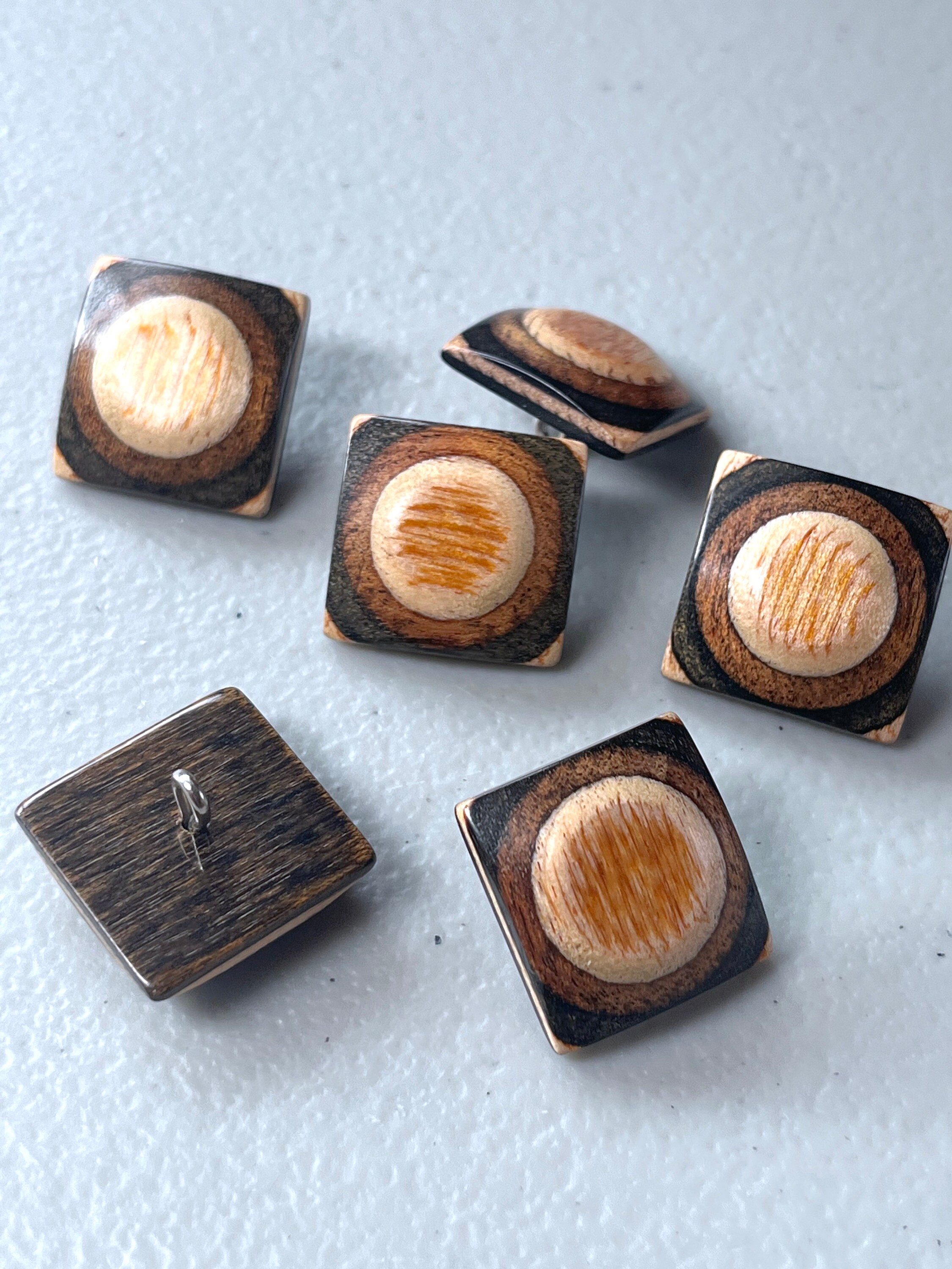 Wood Buttons Wood Inlay Buttons Natural Wood Buttons Vintage Wood ...