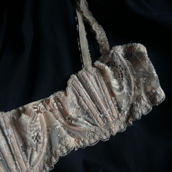 True Vintage 90s La Perla Lace Balconette Bra in Blus… - Gem