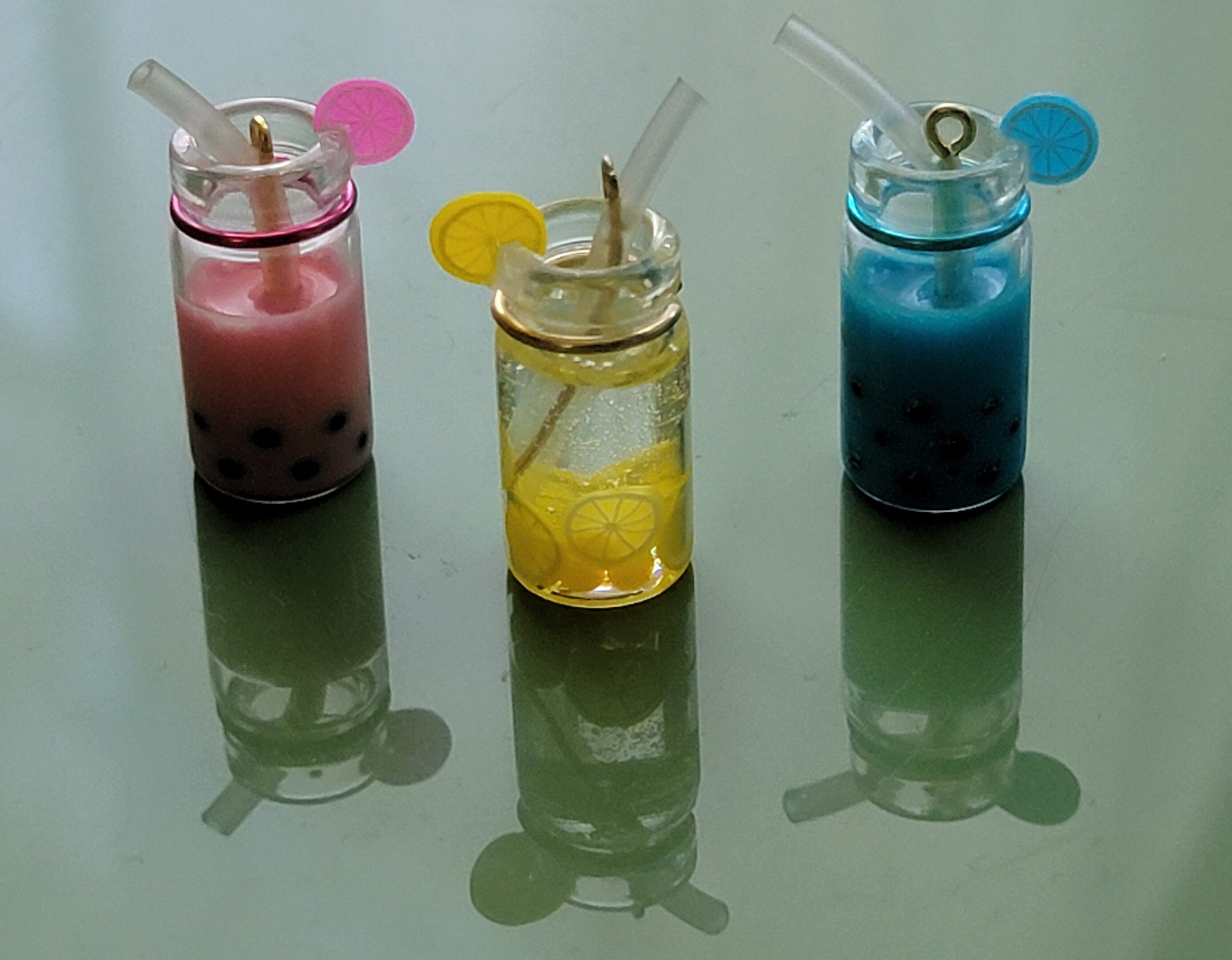 Set of 3 Miniature Boba Summer Fruit Drinks - Etsy