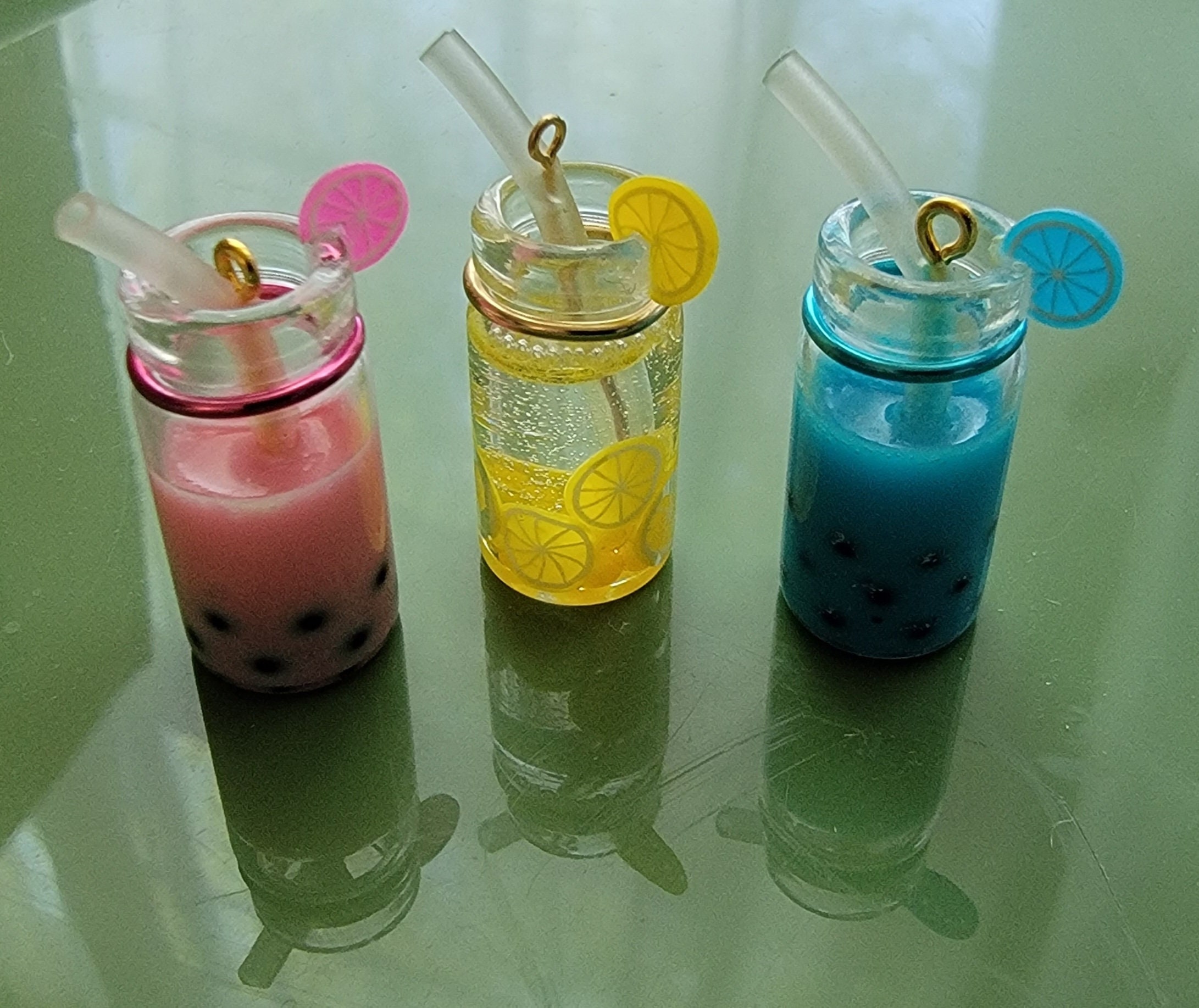 Set of 3 Miniature Boba Summer Fruit Drinks - Etsy