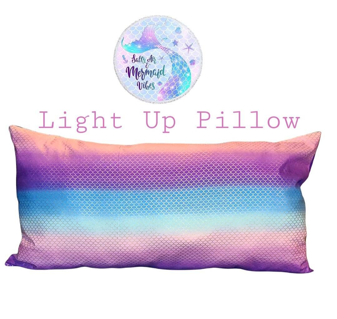 Mermaid Scales Light up Pillow, Personalized Name Pillow - Etsy
