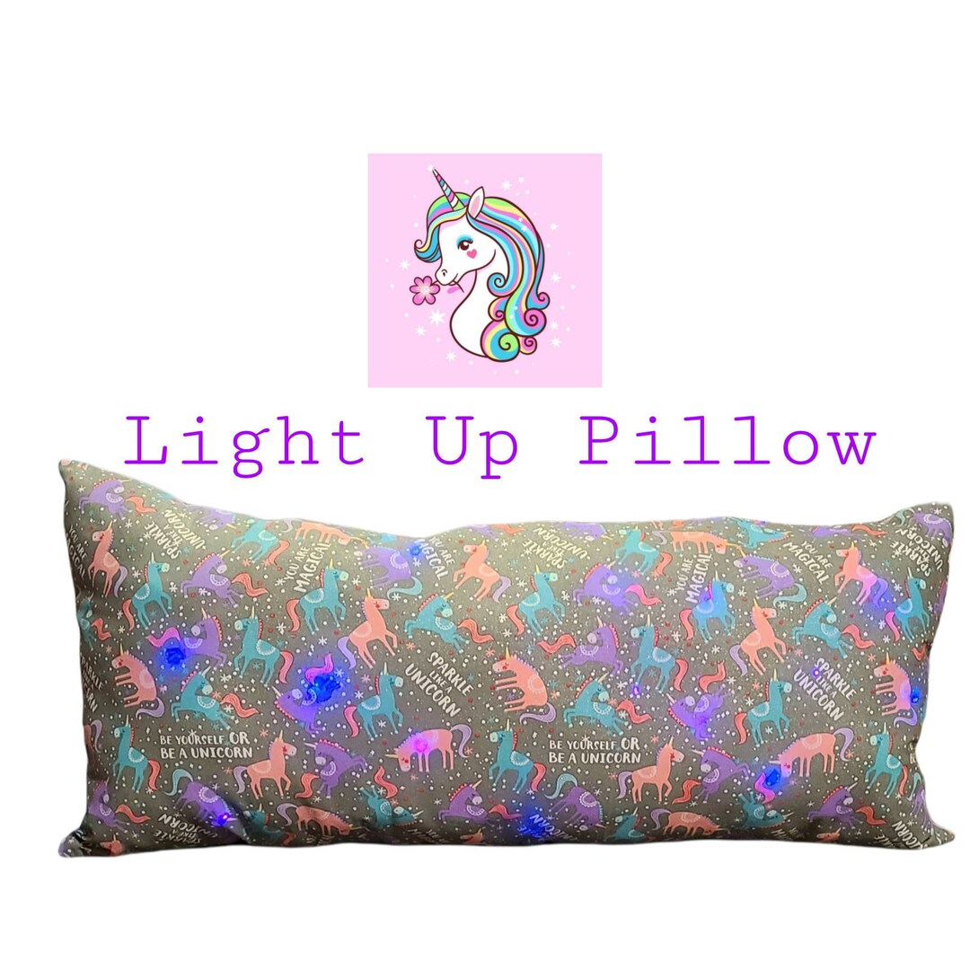 Custom Unicorn Pillow, LED Fairy Lights, Remote Included - Etsy