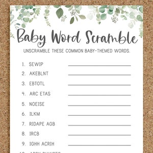 Baby Shower Word Scramble Unscramble Baby Shower Game Baby - Etsy