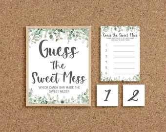 Guess the Sweet Mess Game Dirty Diaper Game Candy Bar Game Eucalyptus ...