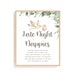 Late Night Nappies Stork Baby Shower Games Girl Late Night Nappy Sign ...