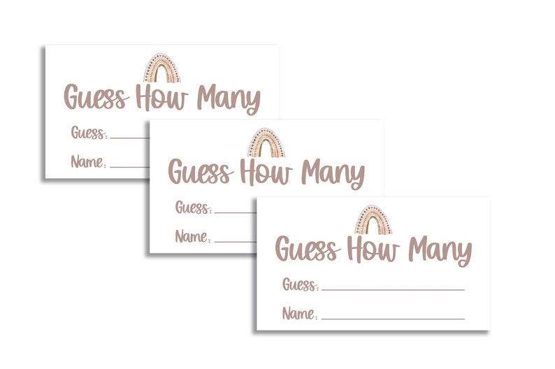 Rainbow Baby Shower Games Guess How Many Guess How Many Kisses - Etsy