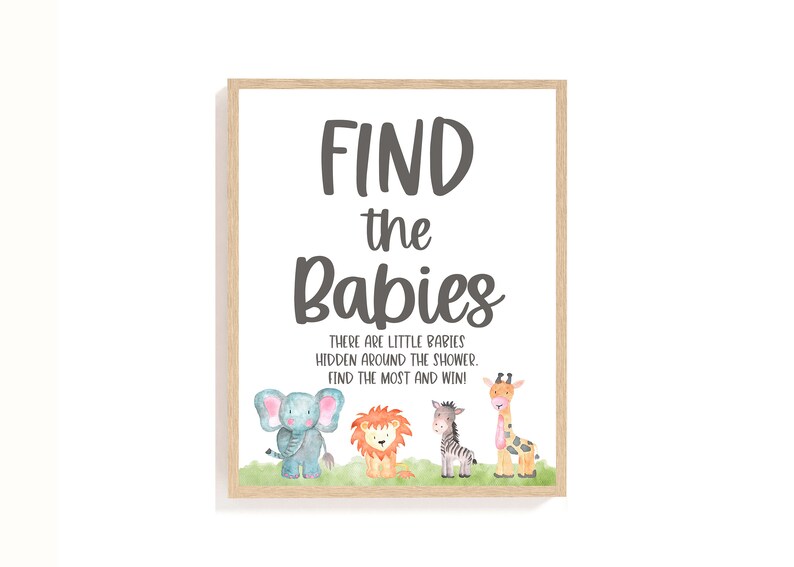 Safari Baby Shower Games Find the Babies Find the Baby Game - Etsy