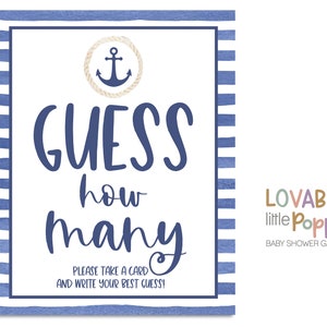 Nautical Theme Baby Shower Games Guess How Many Guess How Many Kisses ...