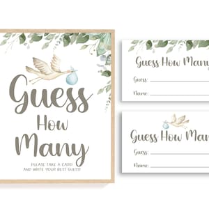 Stork Baby Shower Games Boy Guess How Many Candies Guess How Many ...