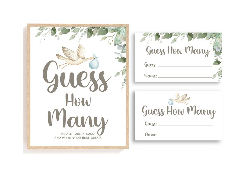 Stork Baby Shower Games Boy Guess How Many Candies Guess How Many ...