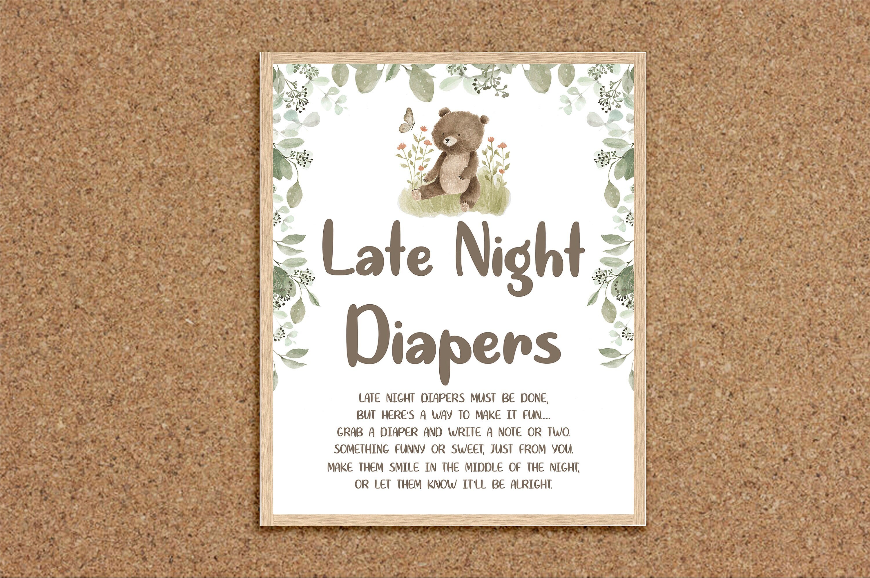 Woodland Baby Shower Games Late Night Diapers Night Diapers - Etsy