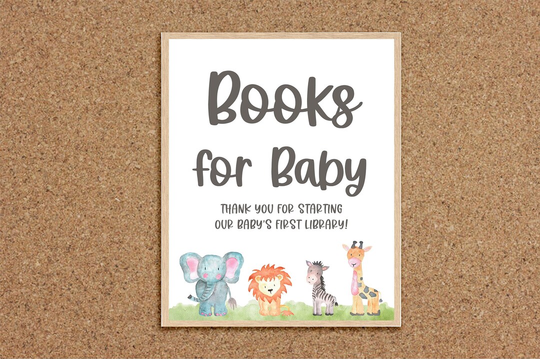 Safari Baby Shower Books for Baby Sign Babys Library Books for Baby ...
