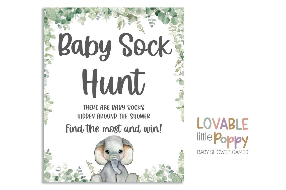 Baby Sock Hunt Find the Baby Sock Game Sock Hunt Game Elephant - Etsy