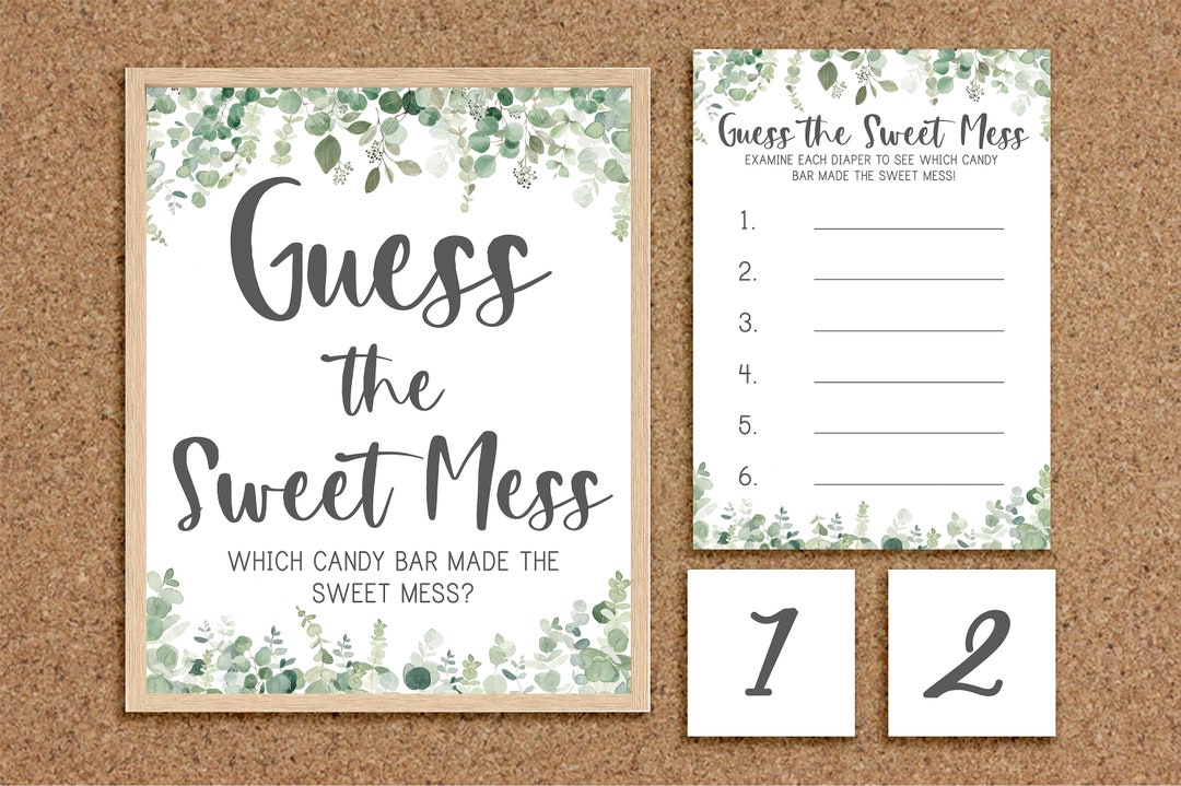 Guess the Sweet Mess Dirty Diaper Game Diaper Candy Bar Game - Etsy