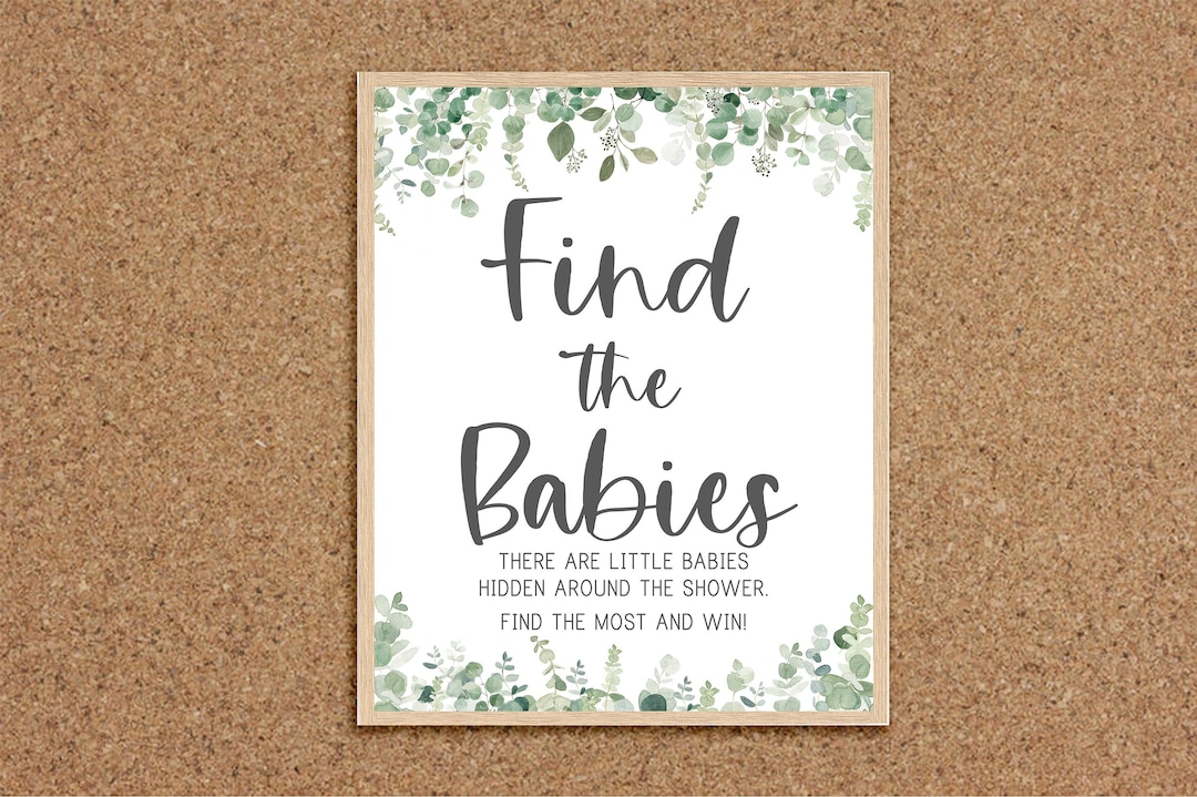 Find the Babies Find the Baby Game Greenery Baby Shower Games ...