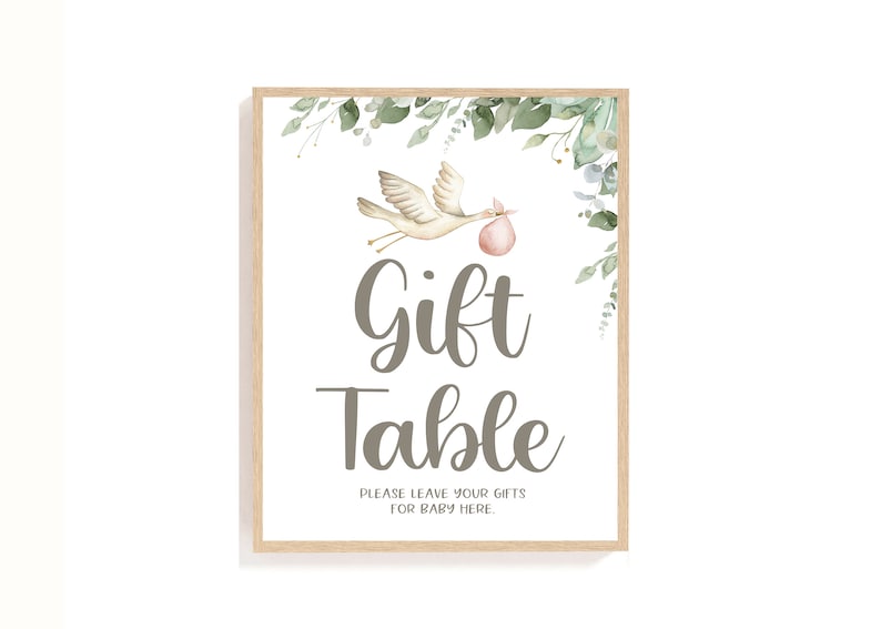 Gift Table Sign Baby Shower Gifts Sign Baby Shower Stork Baby Shower ...