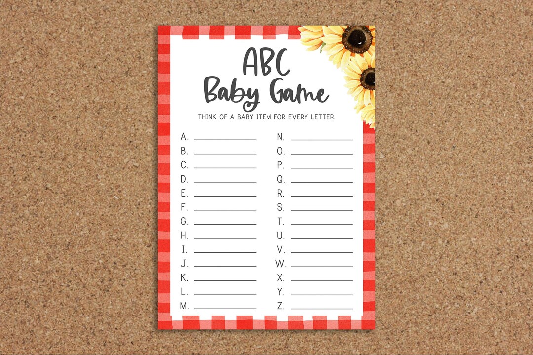 Baby ABC Game ABC Baby Shower Game Alphabet Game BBQ Baby Shower Games ...