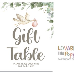 Gift Table Sign Baby Shower Gifts Sign Baby Shower Stork Baby Shower ...