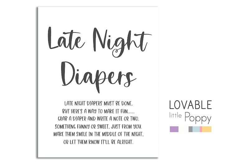 Late Night Diapers Late Night Diaper Sign Diaper Messages Diaper ...