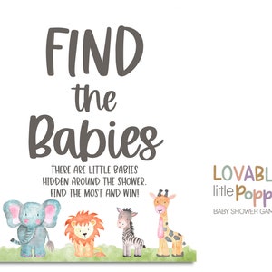 Safari Baby Shower Games Find the Babies Find the Baby Game Safari ...