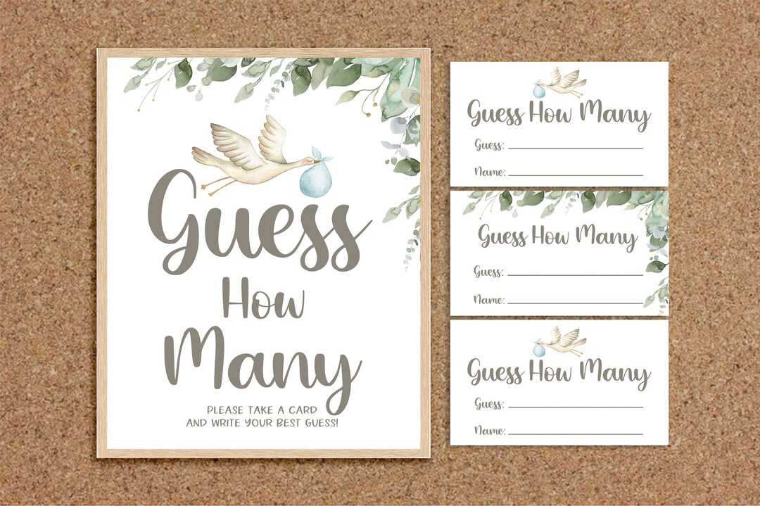 Stork Baby Shower Games Boy Guess How Many Candies Guess How Many ...