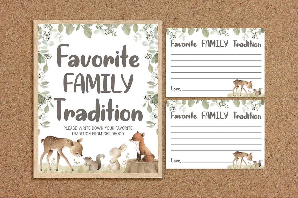 Traditions Sign Family Traditions Woodland Baby Shower Games - Etsy
