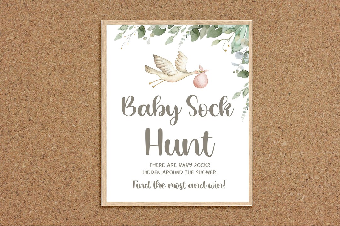 Girl Baby Shower Games Stork Baby Sock Hunt Find the Baby Socks Sock ...
