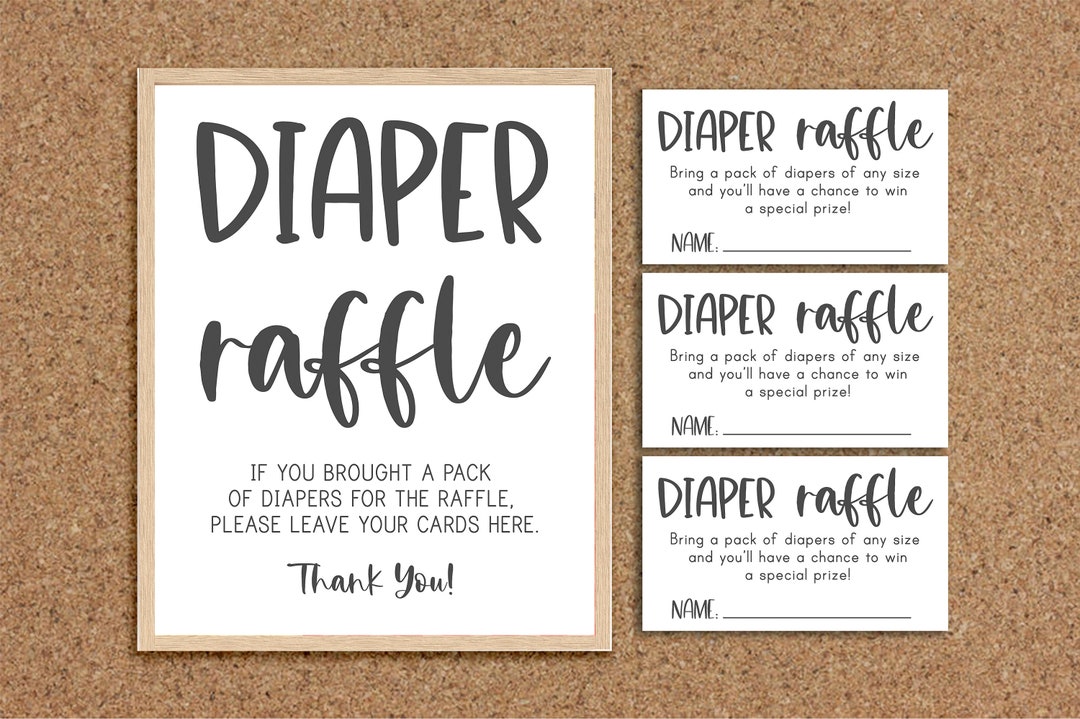 Diaper Raffle Sign Diaper Raffle Cards Diaper Raffle Ticket Minimalist ...