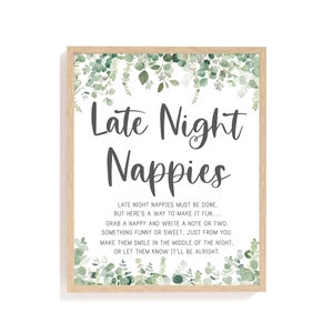 Neutral Baby Shower Games Late Night Nappies Late Night Nappy Sign ...