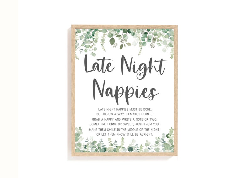 Neutral Baby Shower Games Late Night Nappies Late Night Nappy Sign ...