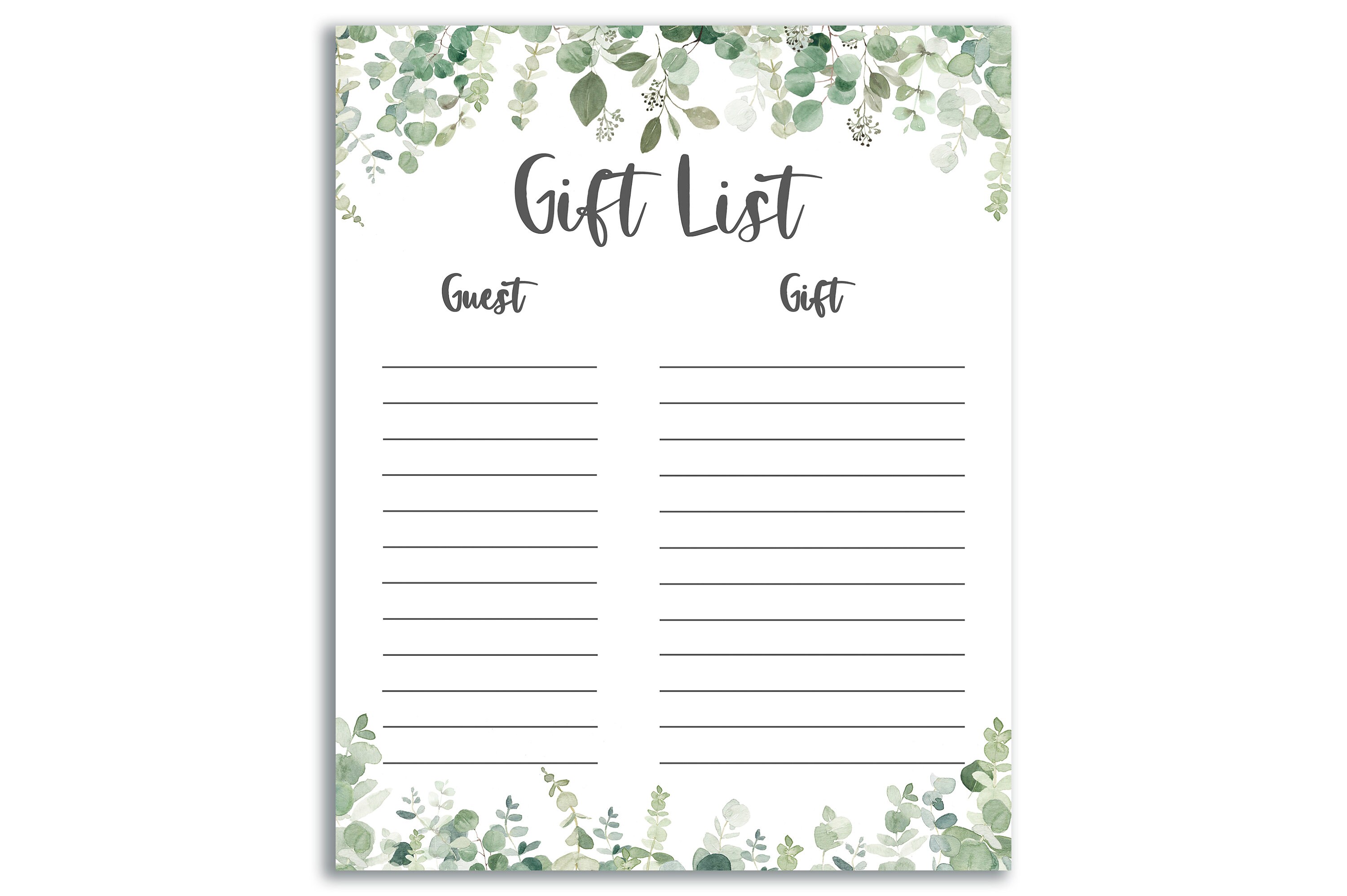 Gift List Baby Shower Gift List Printable Baby Shower Gift Log - Etsy