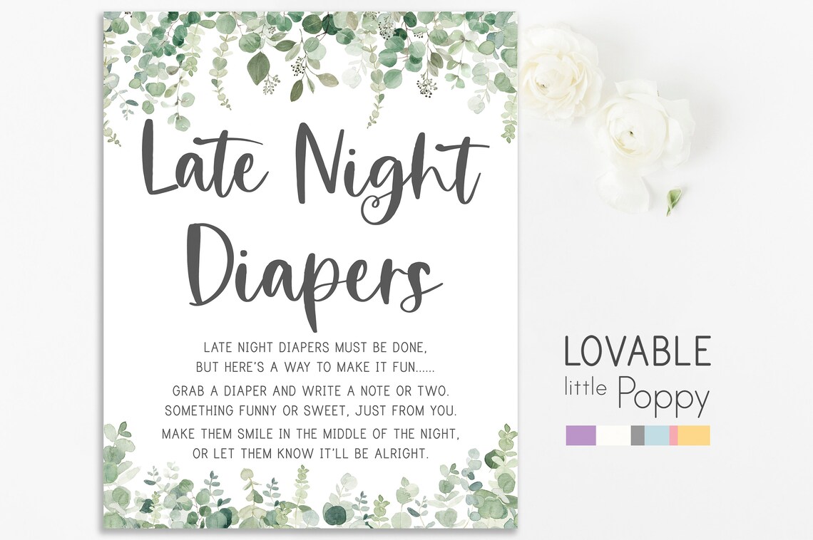 Late Night Diapers Late Night Diaper Sign Diaper Messages - Etsy