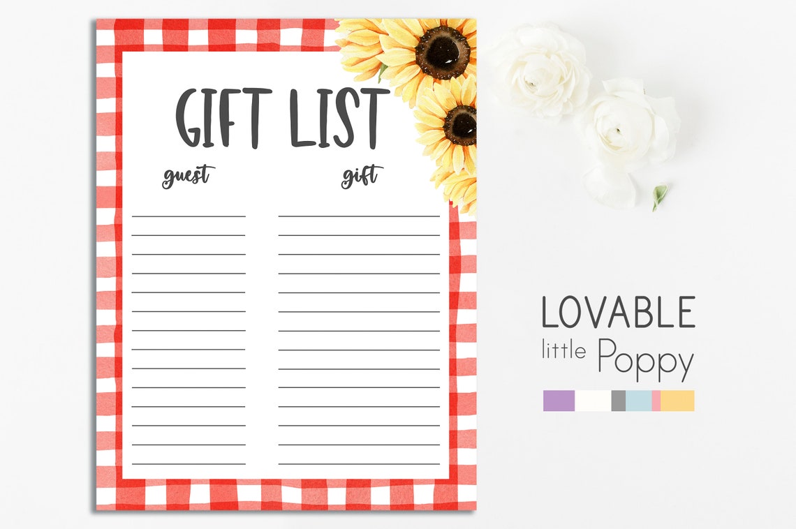 Gift List Baby Shower Gift List Printable Baby Shower Gift Log - Etsy