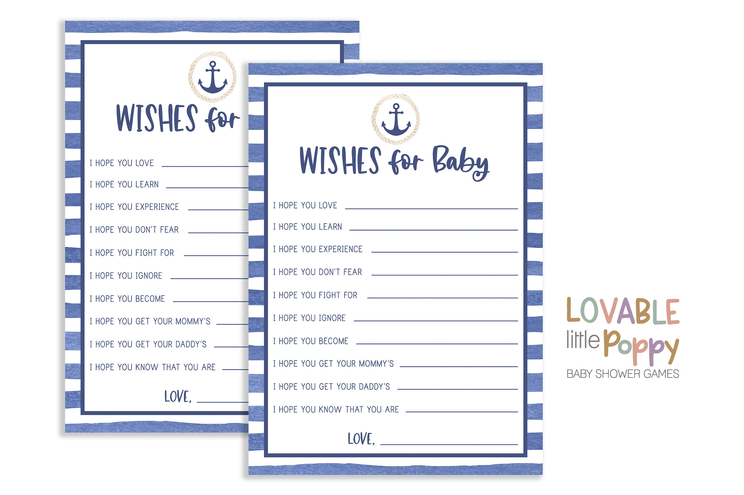 Nautical Theme Baby Shower Games Wishes for Baby Well Wishes for Baby ...
