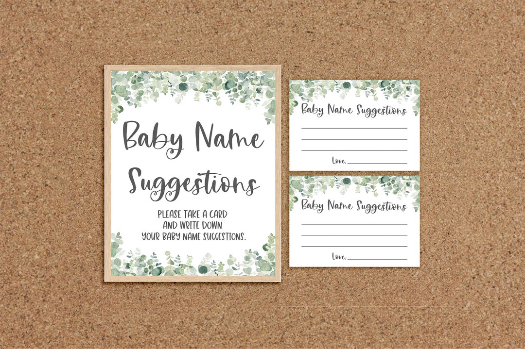 Baby Name Suggestions Baby Name Ideas Baby Name Suggestion Card ...