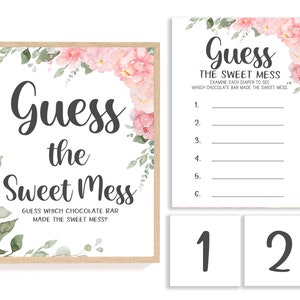 Guess the Sweet Mess Dirty Diaper Game Candy Bar Game Baby Floral Baby ...