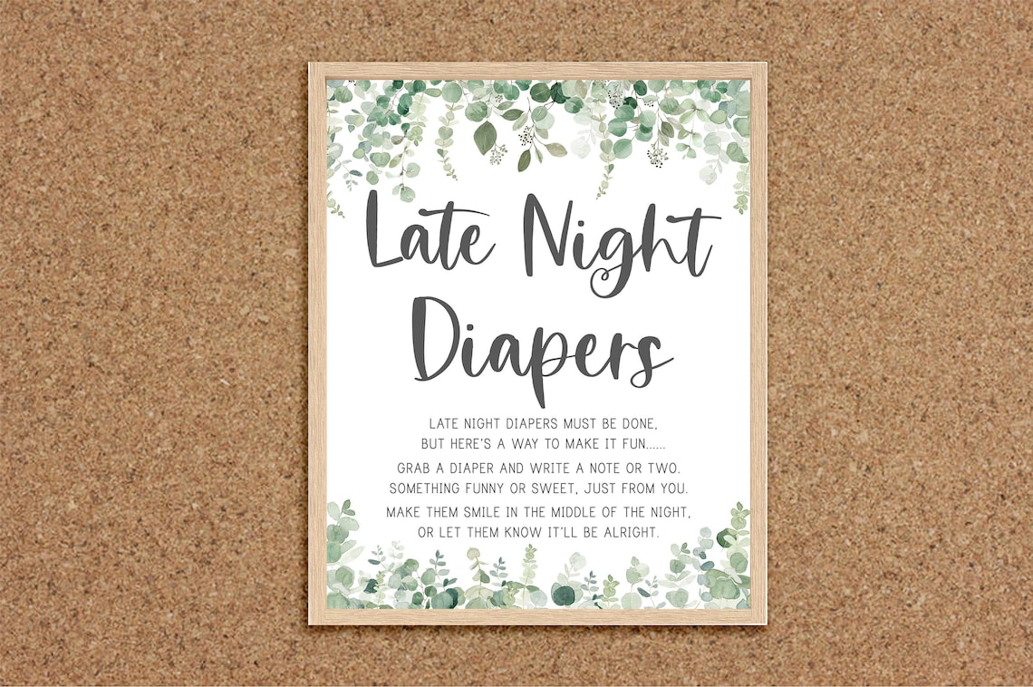 Late Night Diapers Late Night Diaper Sign Diaper Messages - Etsy